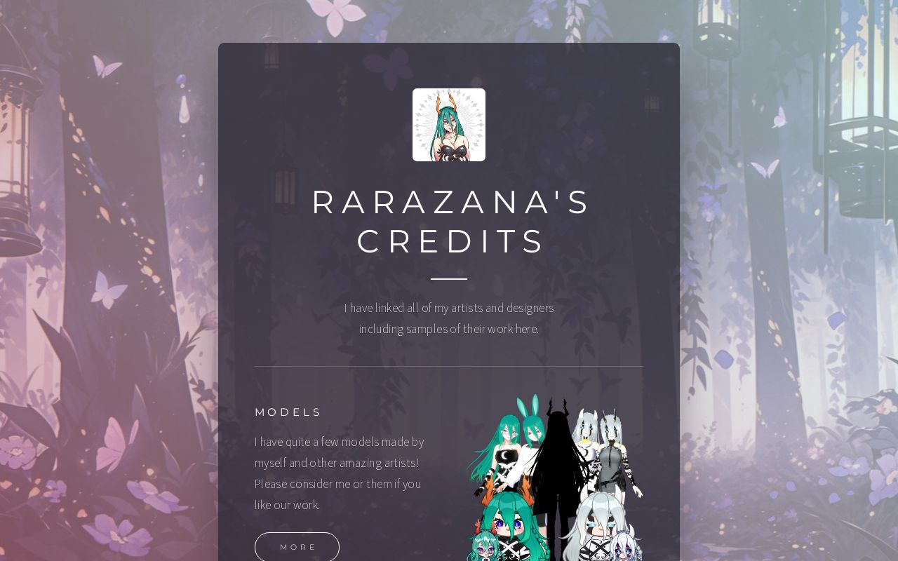 Rara's Credits for Personal Stuff